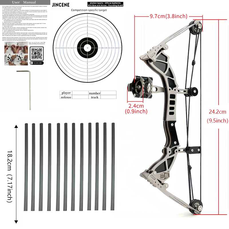 Small Compound Bow with 12 Arrows, Stainless Steel, Portable, Mini ...