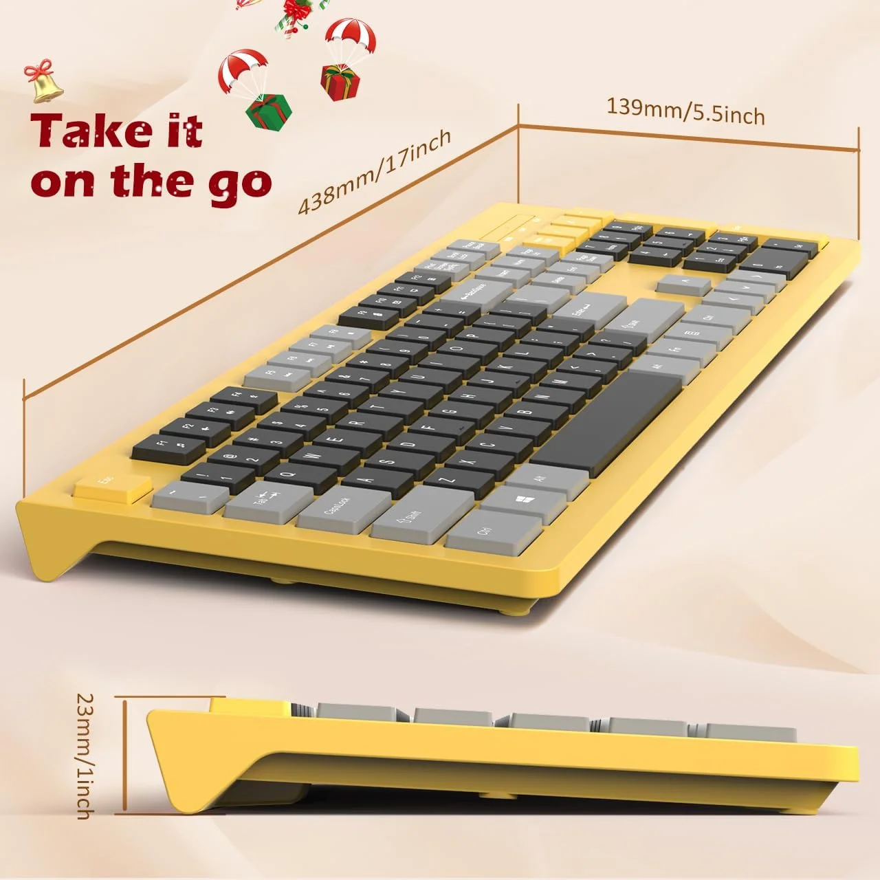 Yellow Membrane Keyboard with 12 Multimedia Shortcuts - Effortless ...