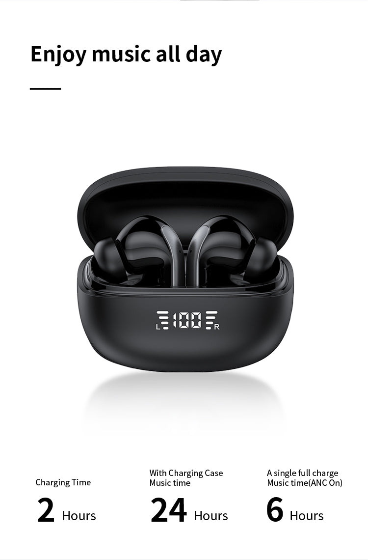 Wireless noise reduction Bluetooth 5.3 music headphones 30H battery ...
