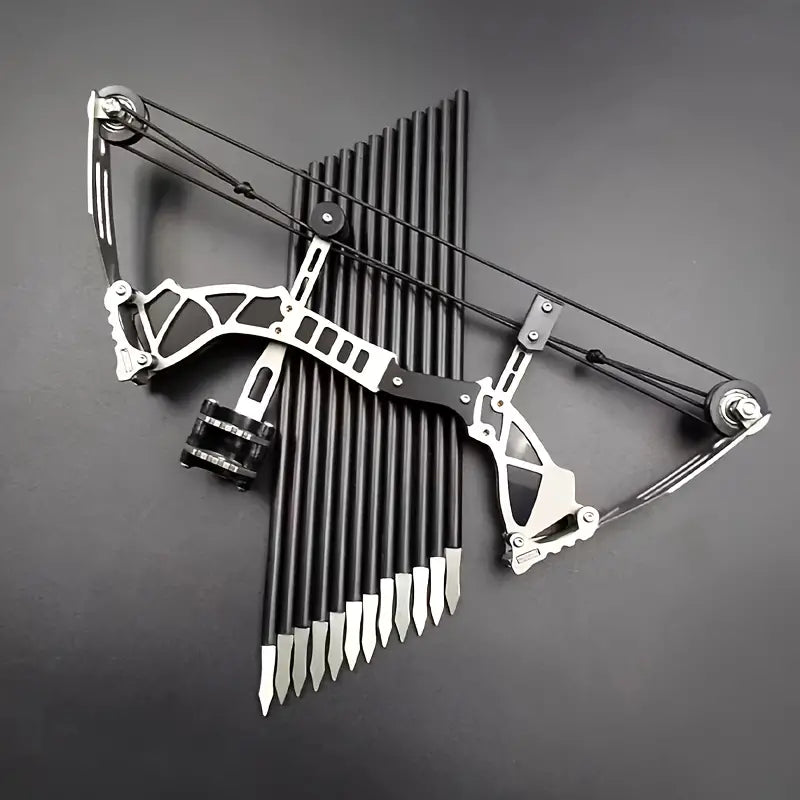 12 Arrows Included 9.5inch Stainless Steel Mini Compound Bow with Targ ...