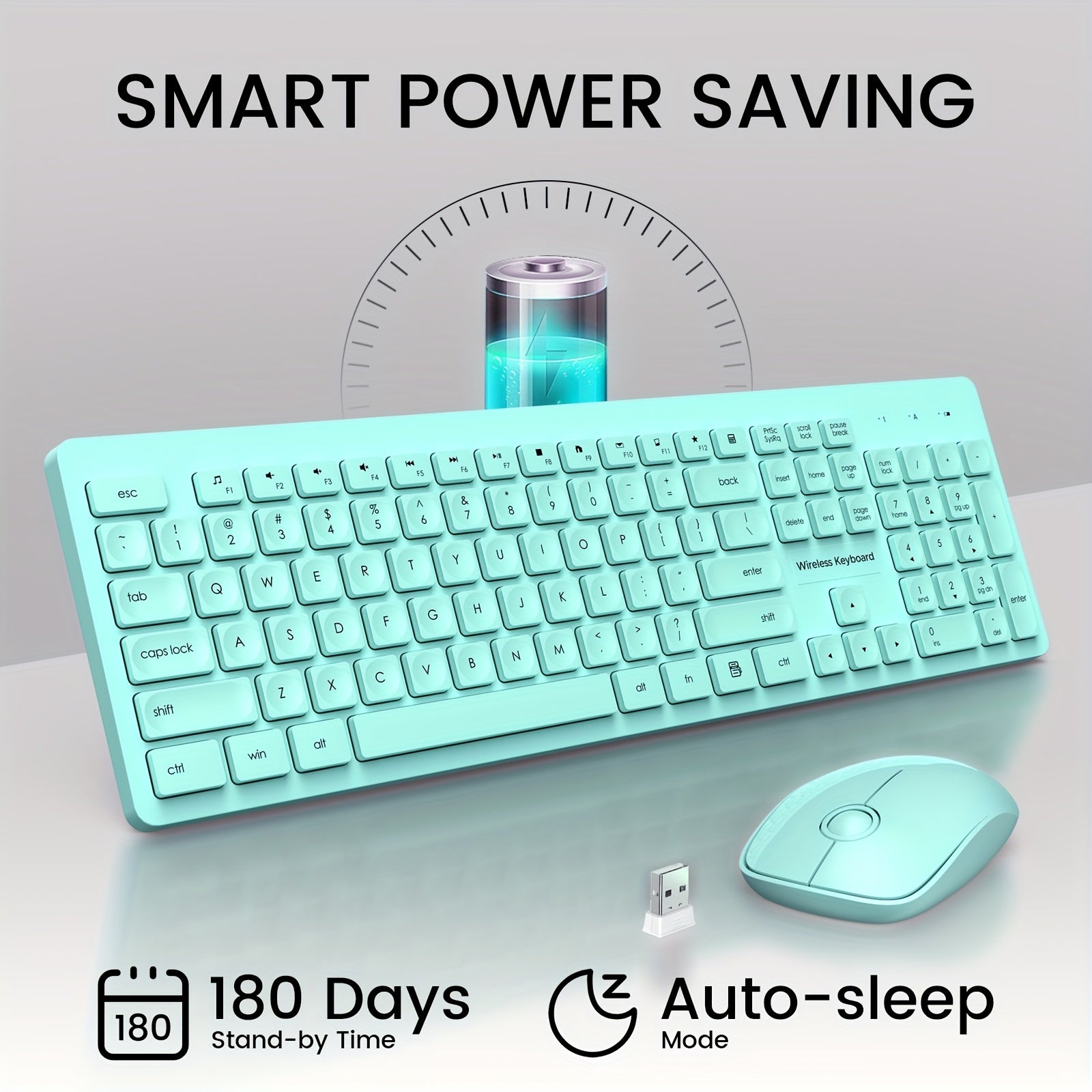 Wireless Keyboard and Mouse Set, 2.4GHz Ultra-Slim USB Keyboard and ...