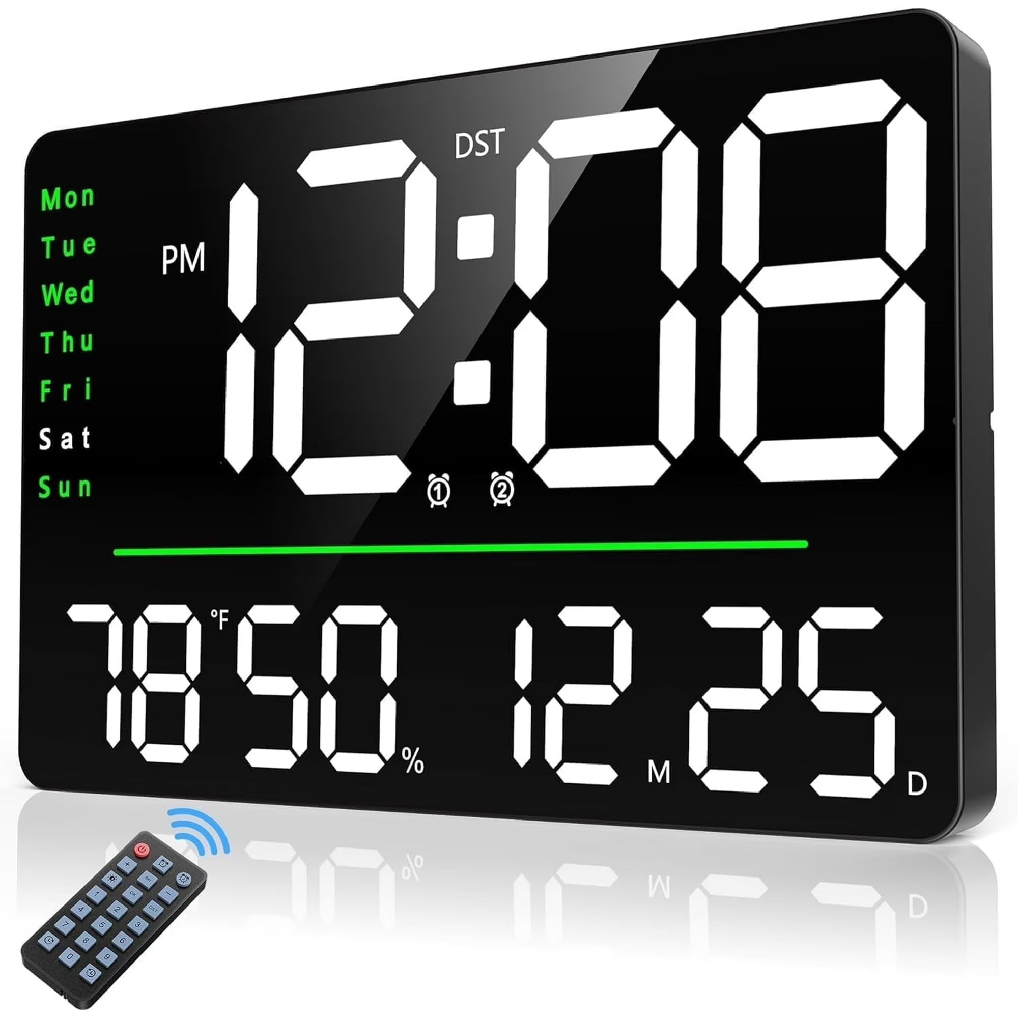 16" Large Digital Wall Clock Timer, Remote Controll, 2 Alarms, LED ...