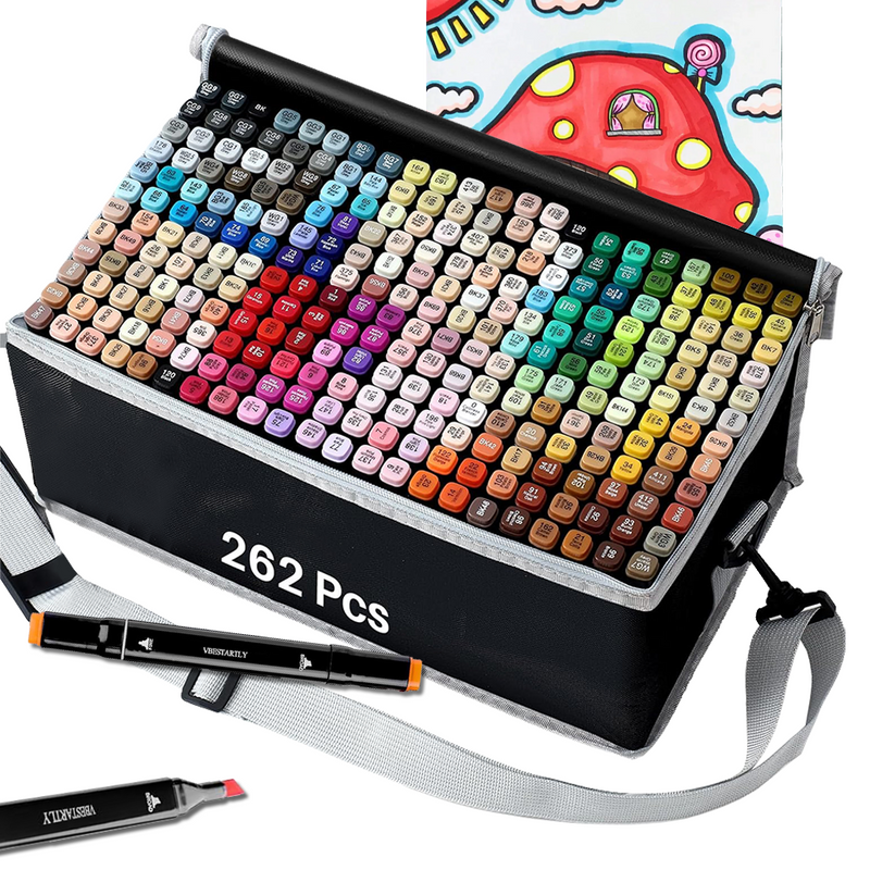 MPOW Alcohol Markers Dual Tip 262 Colors with Carrying Case, Art Drawi