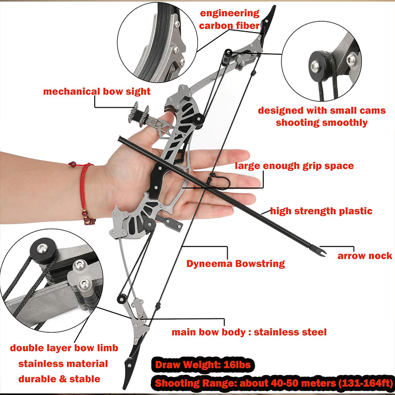 16.5-inch Falcon Recurve Compound Bow, Left-Handed, Right-Handed, with ...
