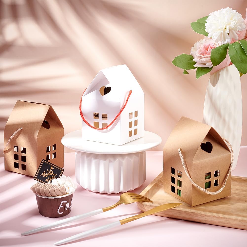 10Pcs House Shaped Gift Boxes, 3x3x3inch Log Kraft Paper Candy Box ...