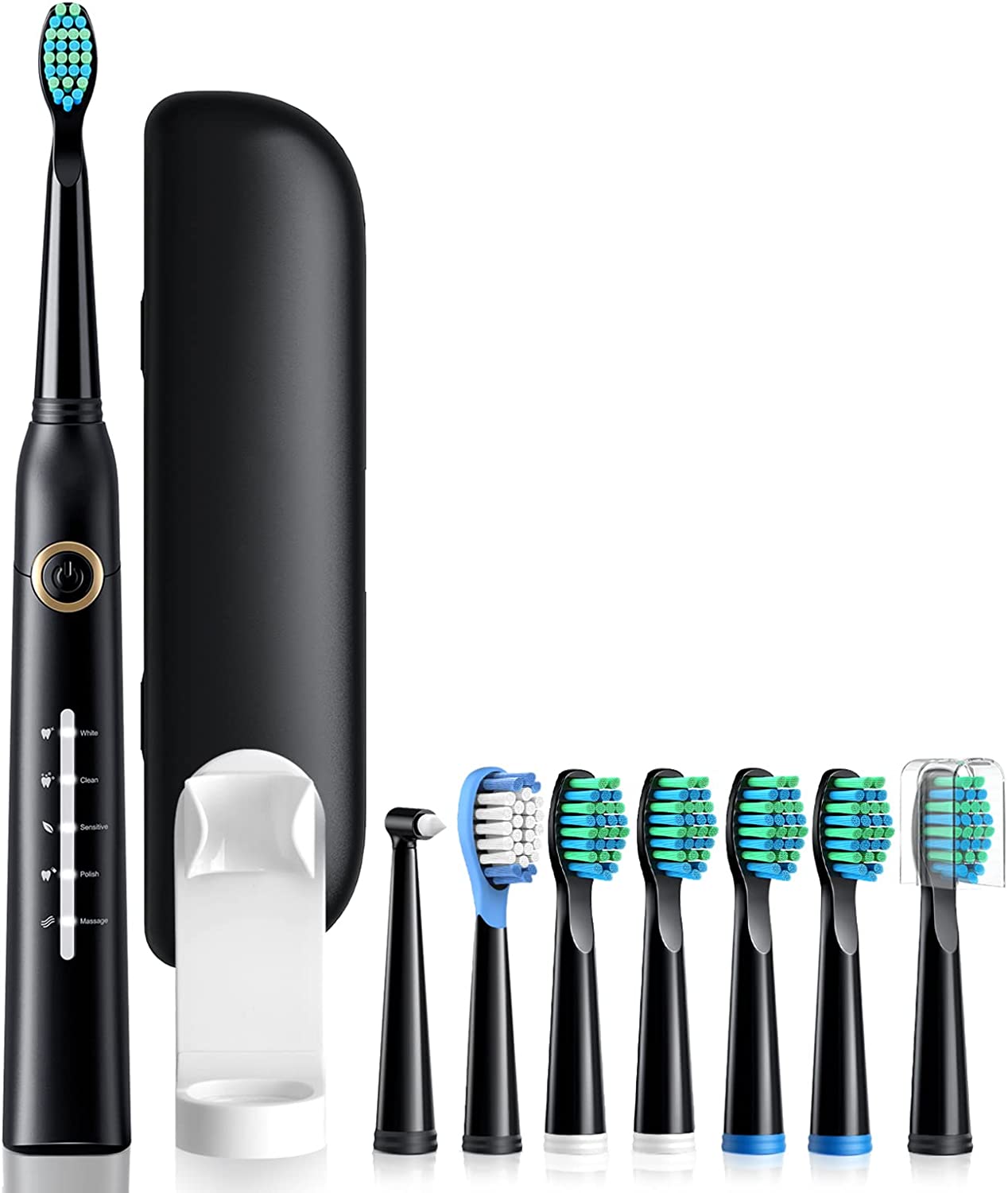 Mpow Sonic Electric Toothbrush h with 8 Brush Heads, Travel Case, 4000 ...