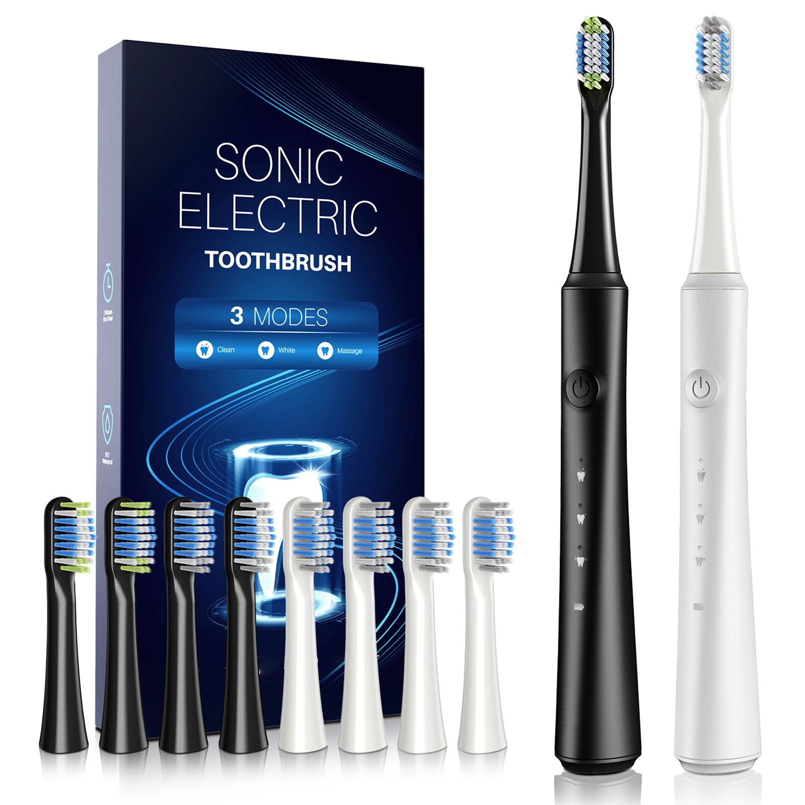 142AW DUO Electric Toothbrushes Adults WHITE&BLACK – MPOW