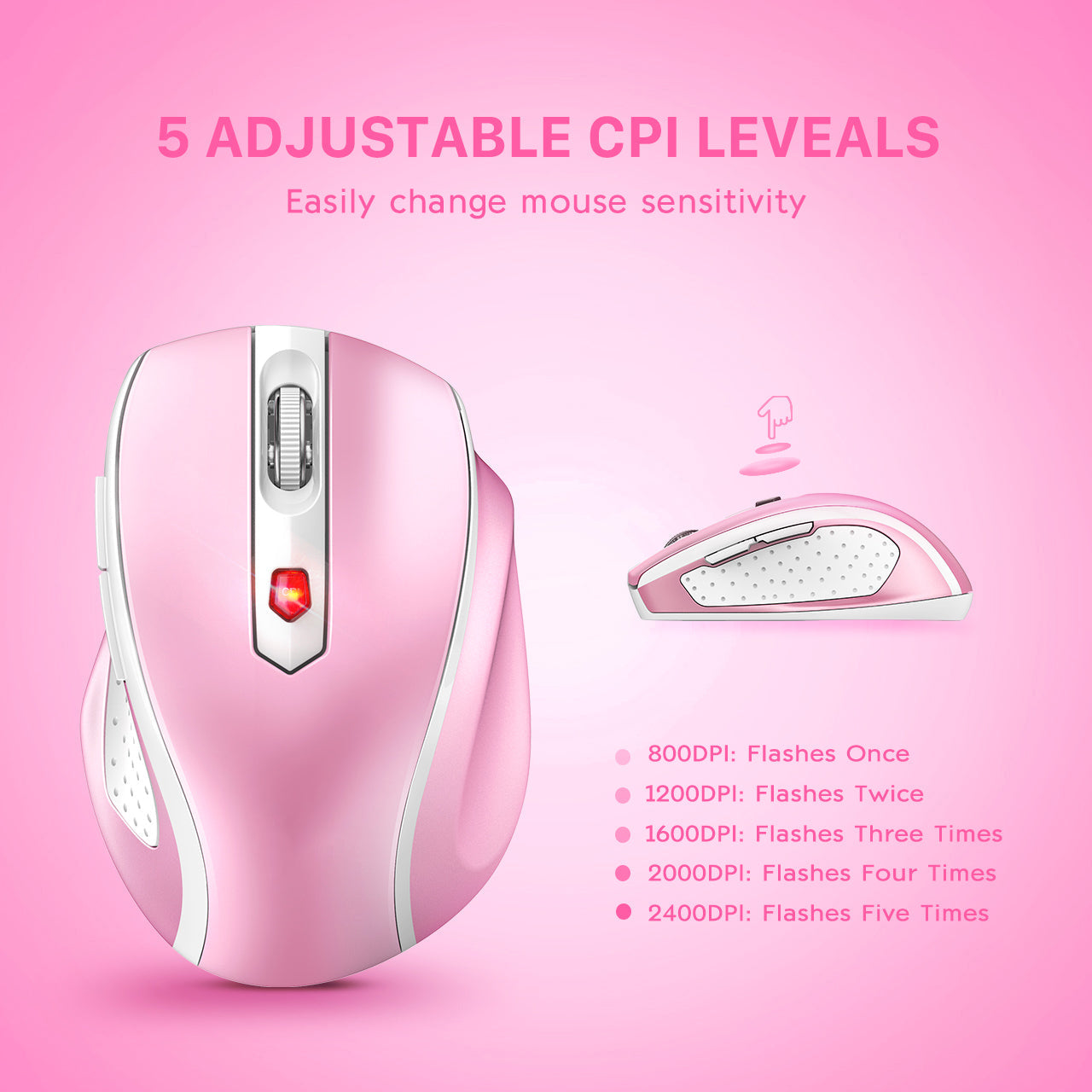 2.4G Wireless Portable Mobile Mouse Optical Mice -Pink – MPOW