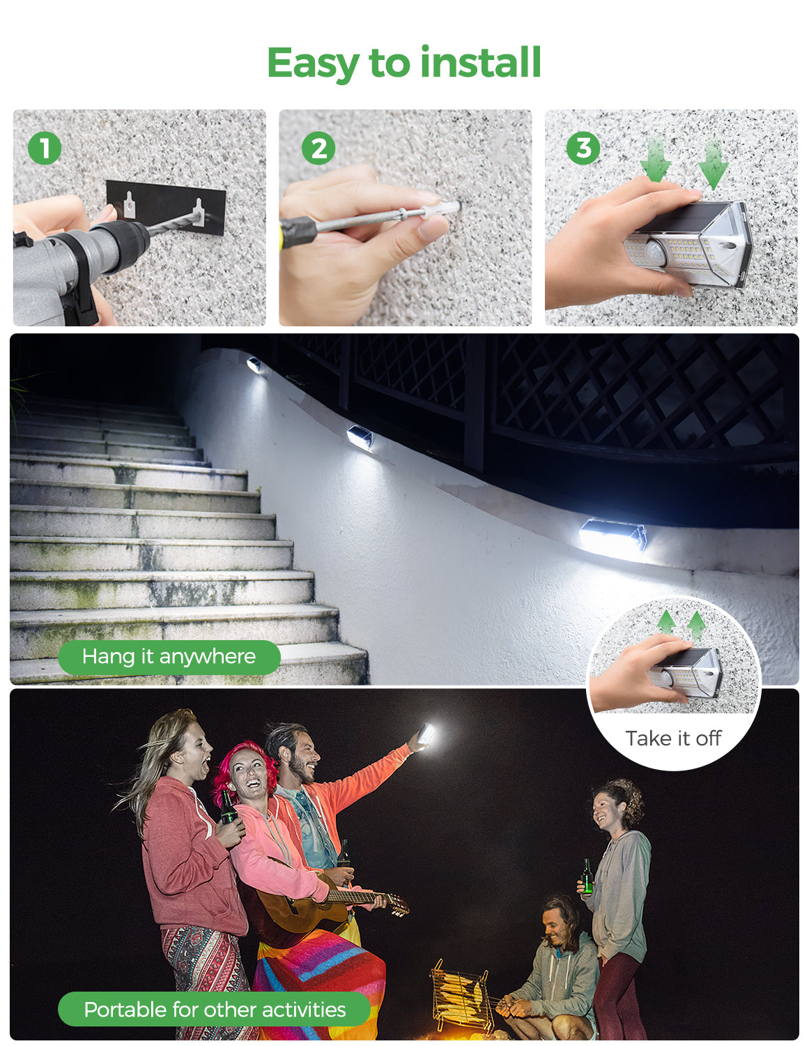 100 LED Solar Motion Sensor Lights with 4 Optional Modes – MPOW